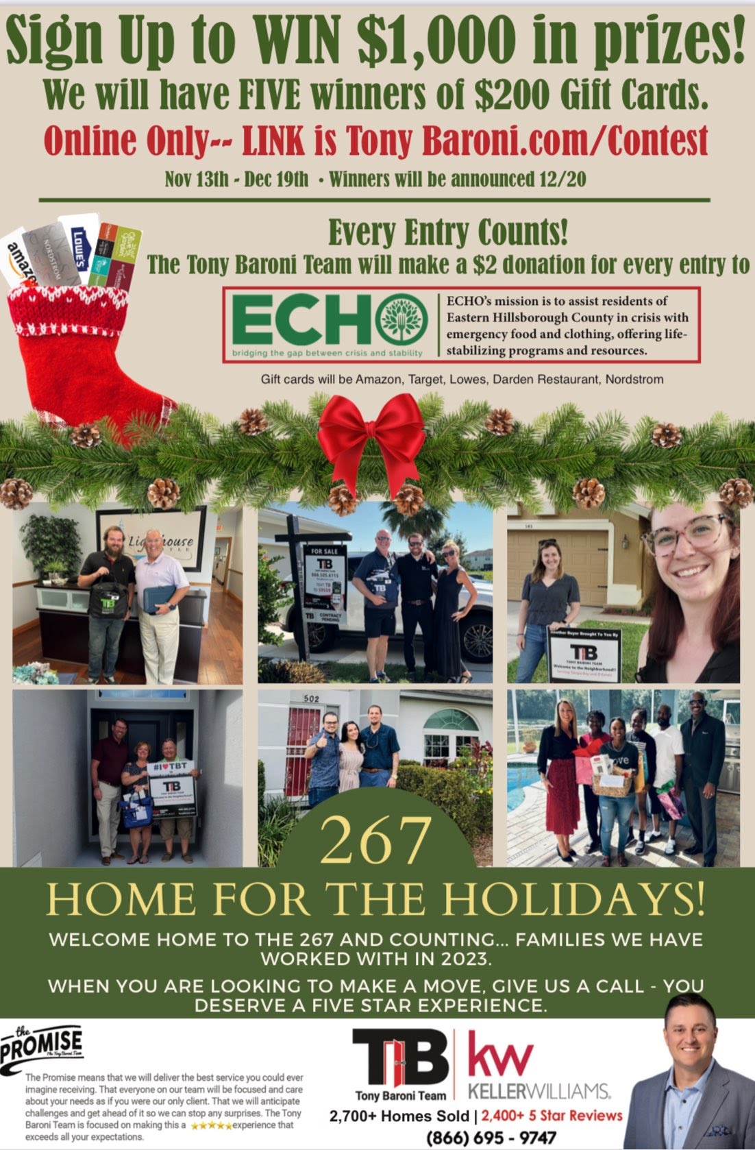 Tony Baroni Team - Call In to Win Contest Registration