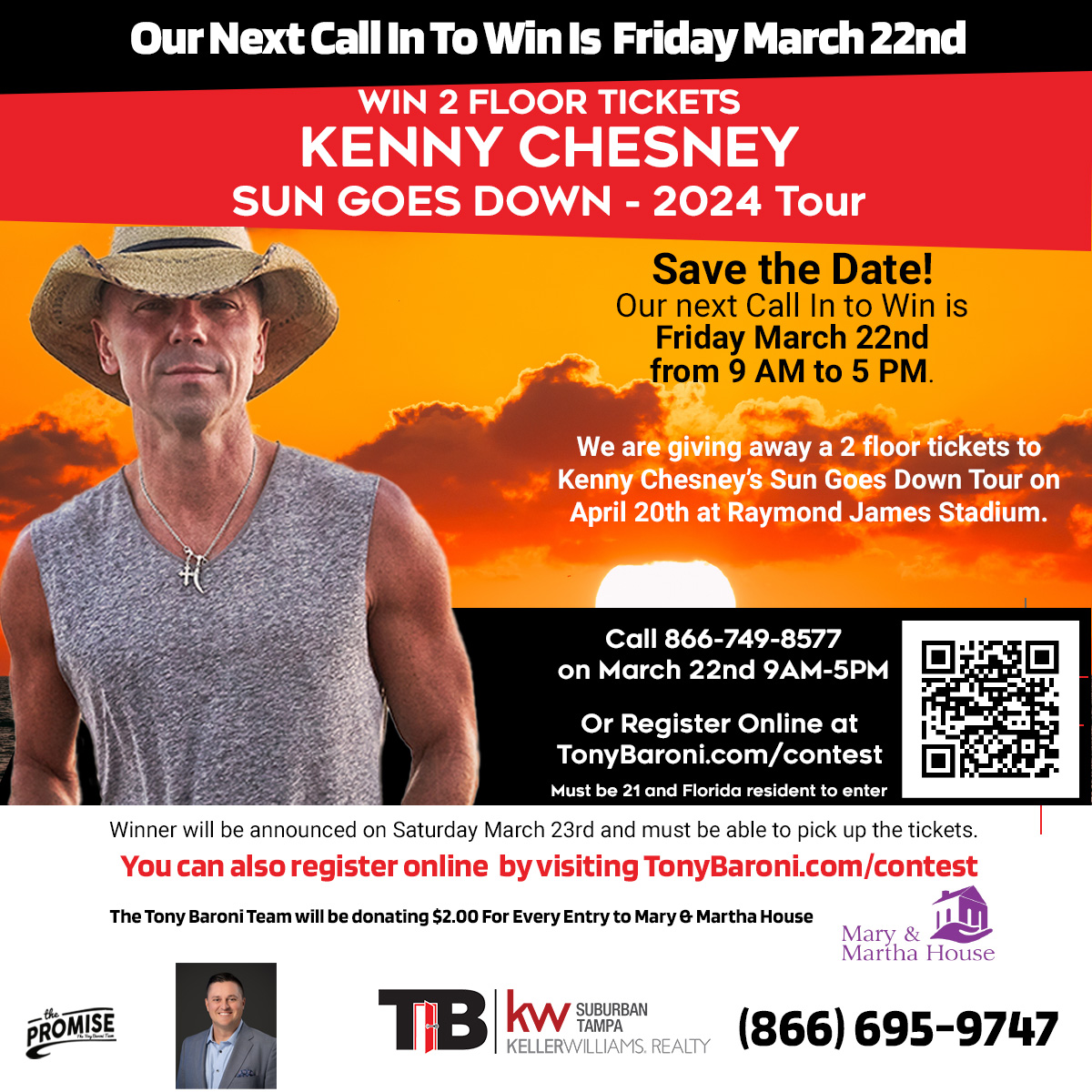 Tony Baroni Team - Call In to Win Contest Registration